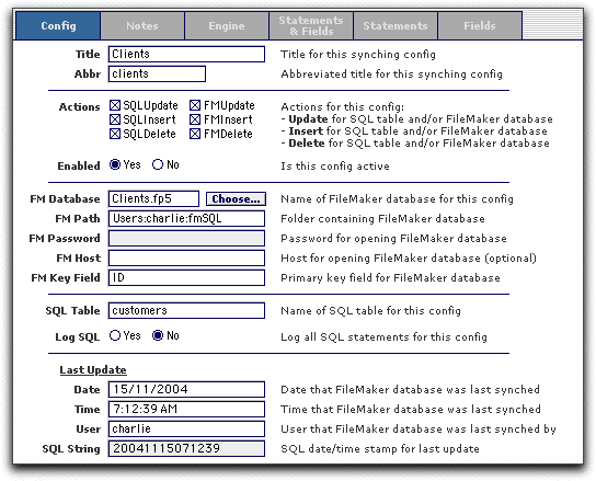 Garrison Computer Services :: fmSQL Synch :: Configuration